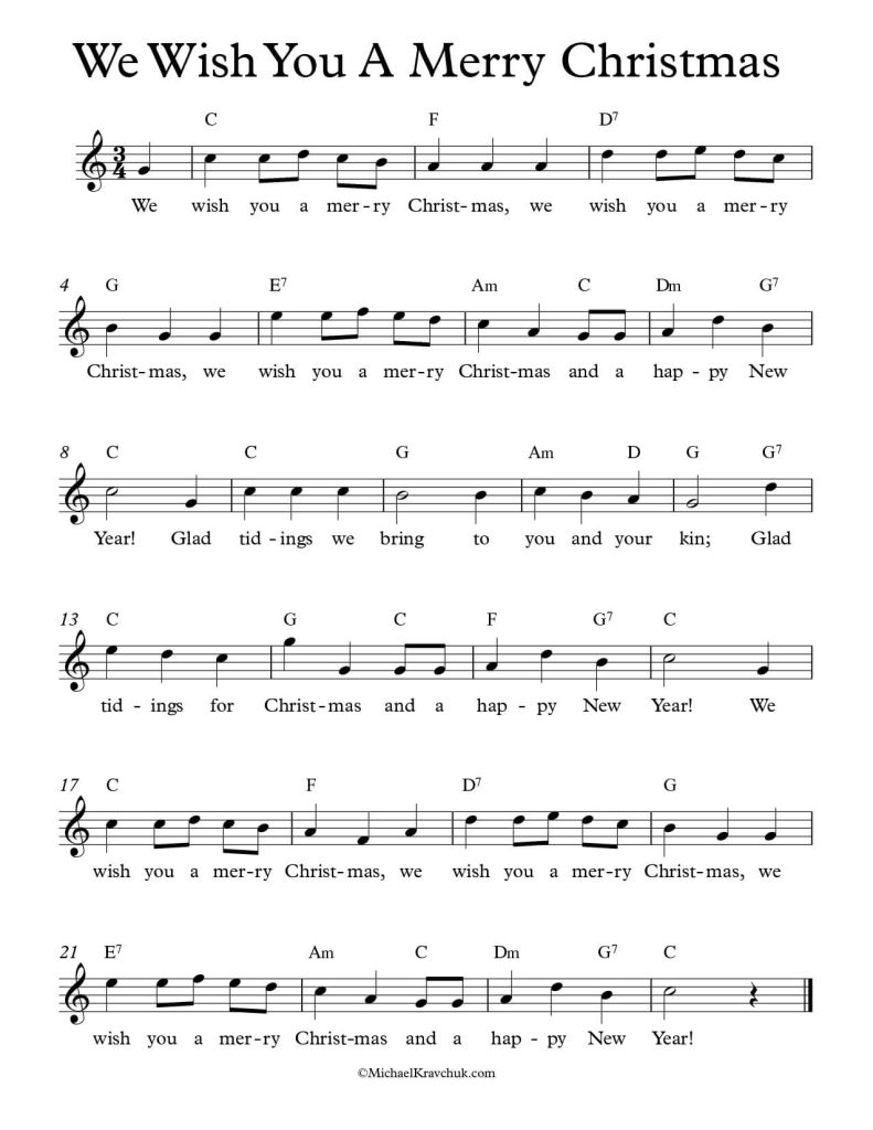 Sheet Piano - WE WISH YOU A MERRY CHRISTMAS | Easy