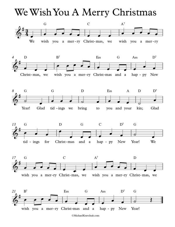 Sheet Piano - WE WISH YOU A MERRY CHRISTMAS | Easy