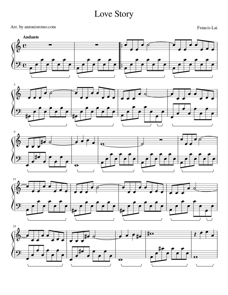 Sheet Piano LOVE STORY | Richard Clayderman