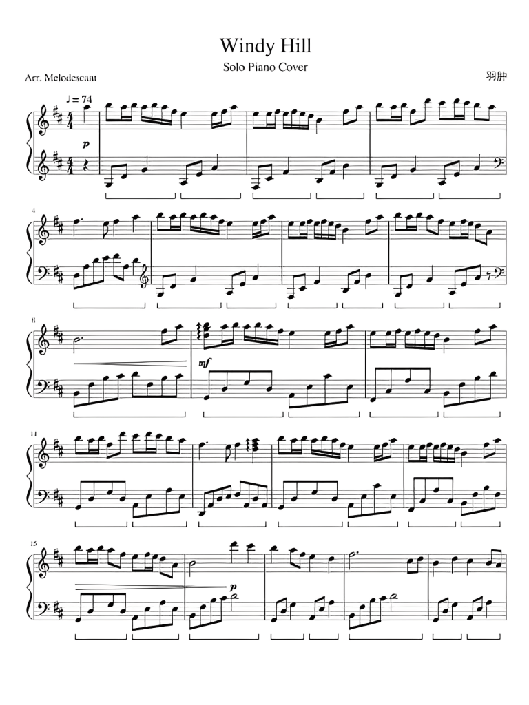 Sheet Piano WINDY HILL (Đồi thổi gió) - Hơn 242.9k video