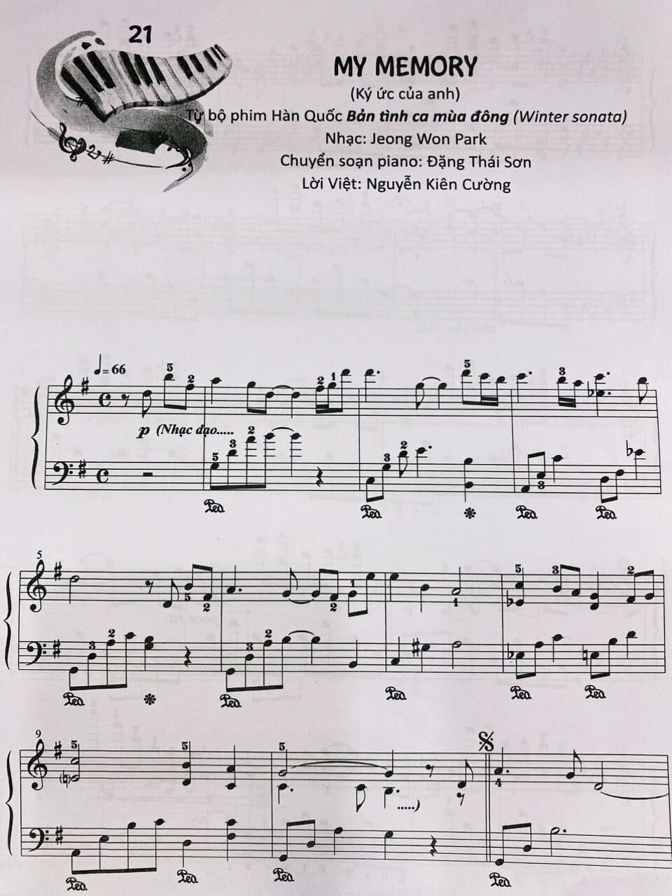 Sheet Piano MY MEMORY | 1 bản nhạc buồn - tâm trạng