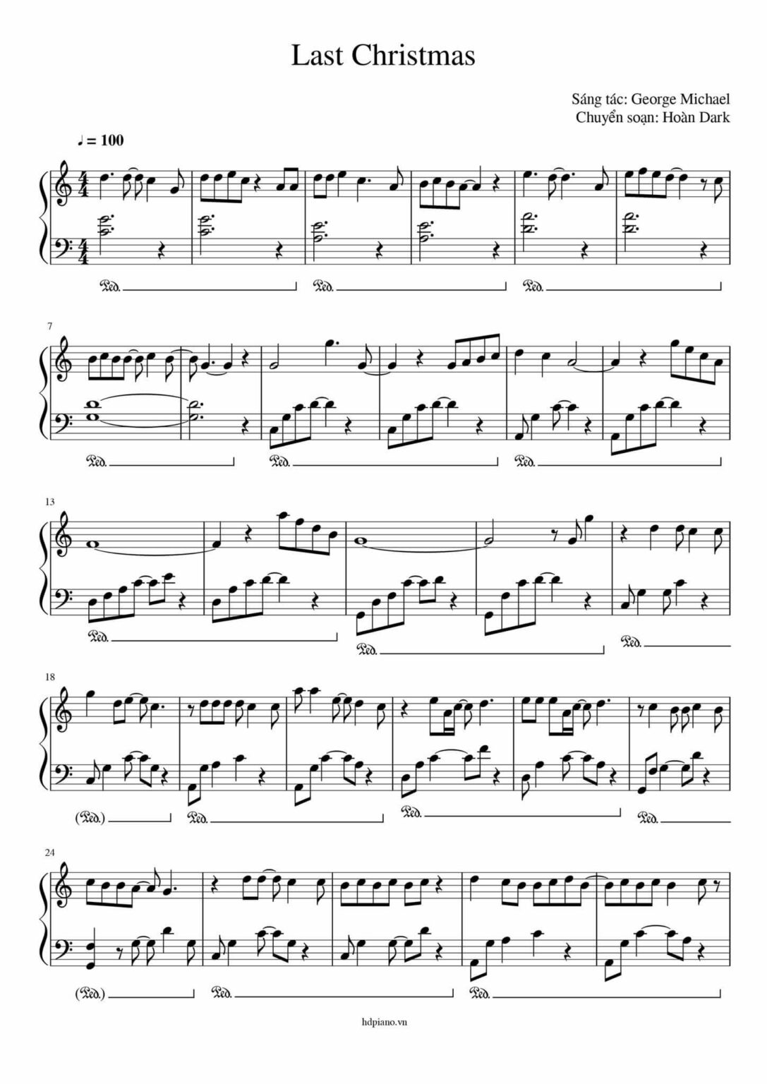 Sheet Piano LAST CHRISTMAS | Bản chuẩn | Free Download