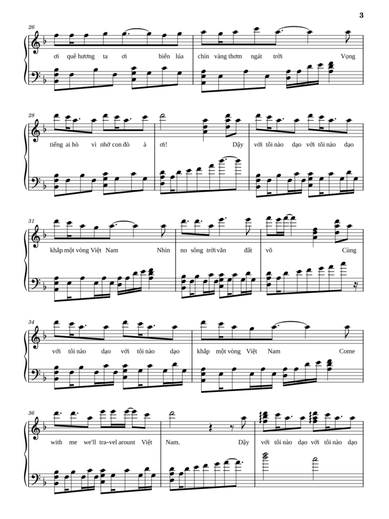 Sheet Piano Một Vòng Việt Nam - Đông Thiên Đức | Sheet Free