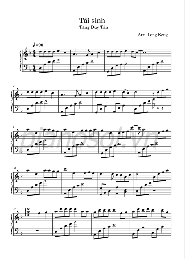 Sheet piano Tái Sinh - Tùng Dương - Tăng Duy Tân - Drum 7