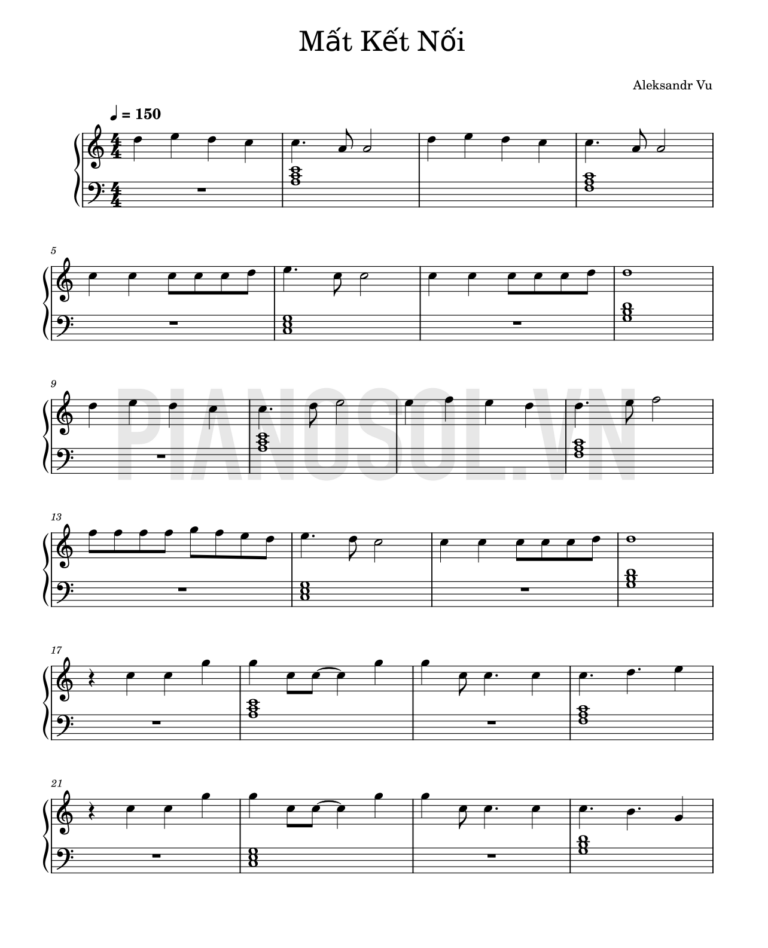 Sheet piano Mất Kết Nối - Dương Domic | Bản đơn giản dễ tập